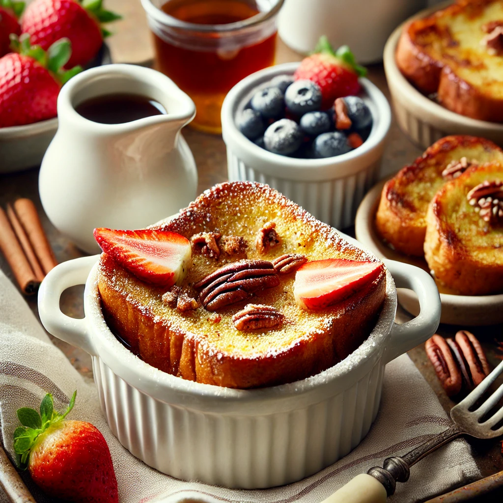 Individual Bourbon-Pecan French Toast Bakes: A Decadent Breakfast Delight