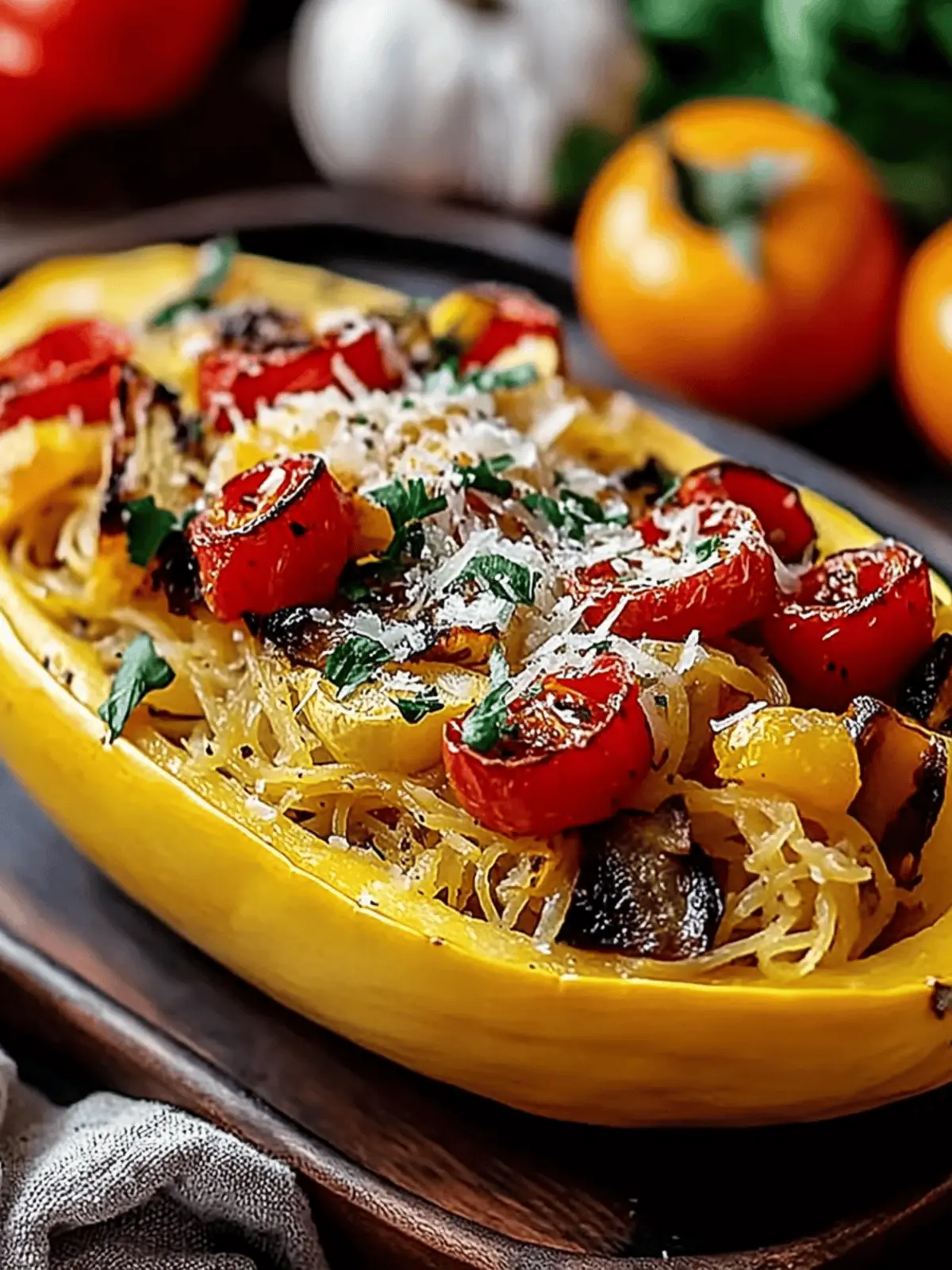 Irresistible Spaghetti Squash with Roasted Vegetables