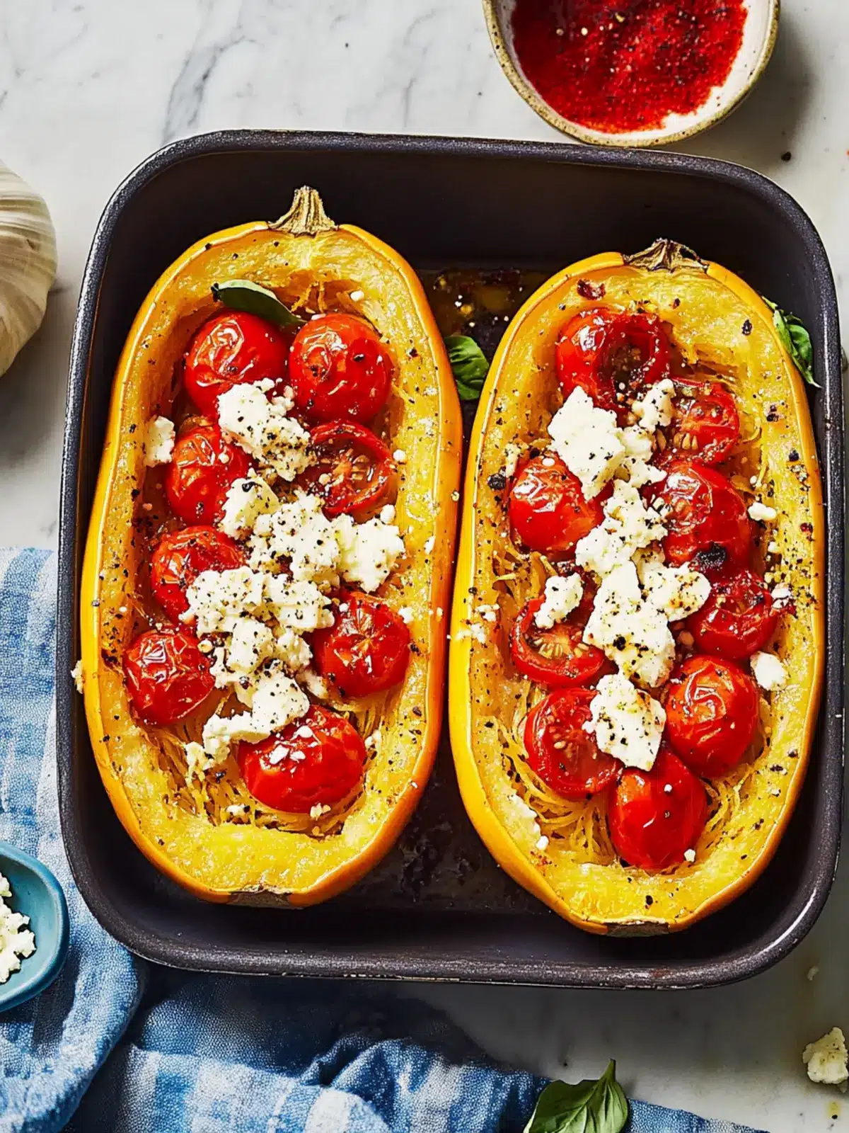 Ultimate Baked Feta & Tomato Spaghetti Squash: A Guilt-Free Delight