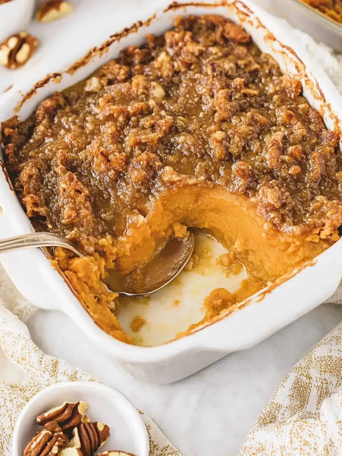 Irresistibly Creamy Sweet Potato Casserole with Crunchy Topping