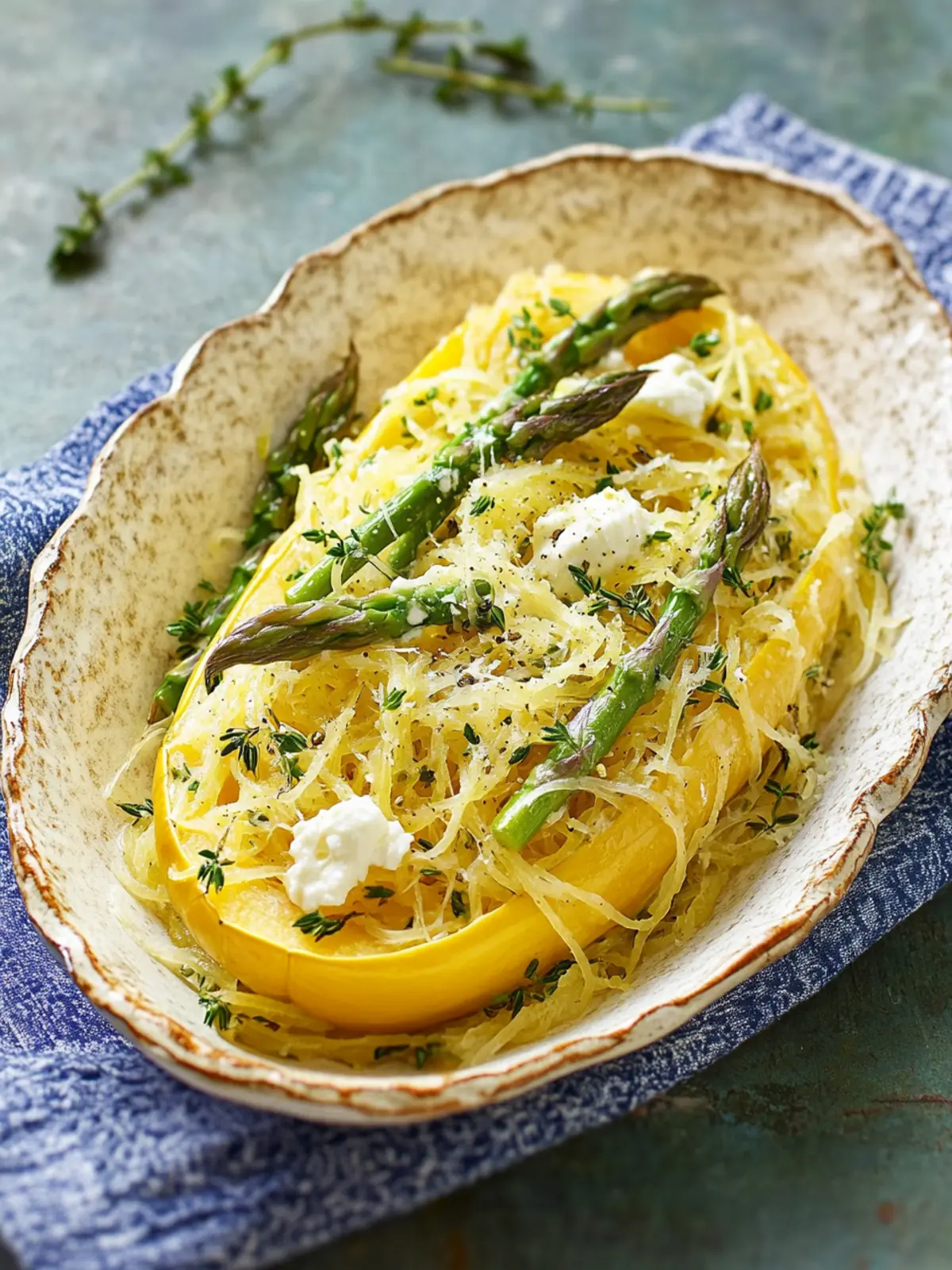 Delicious Spaghetti Squash with Asparagus, Ricotta, and Lemon
