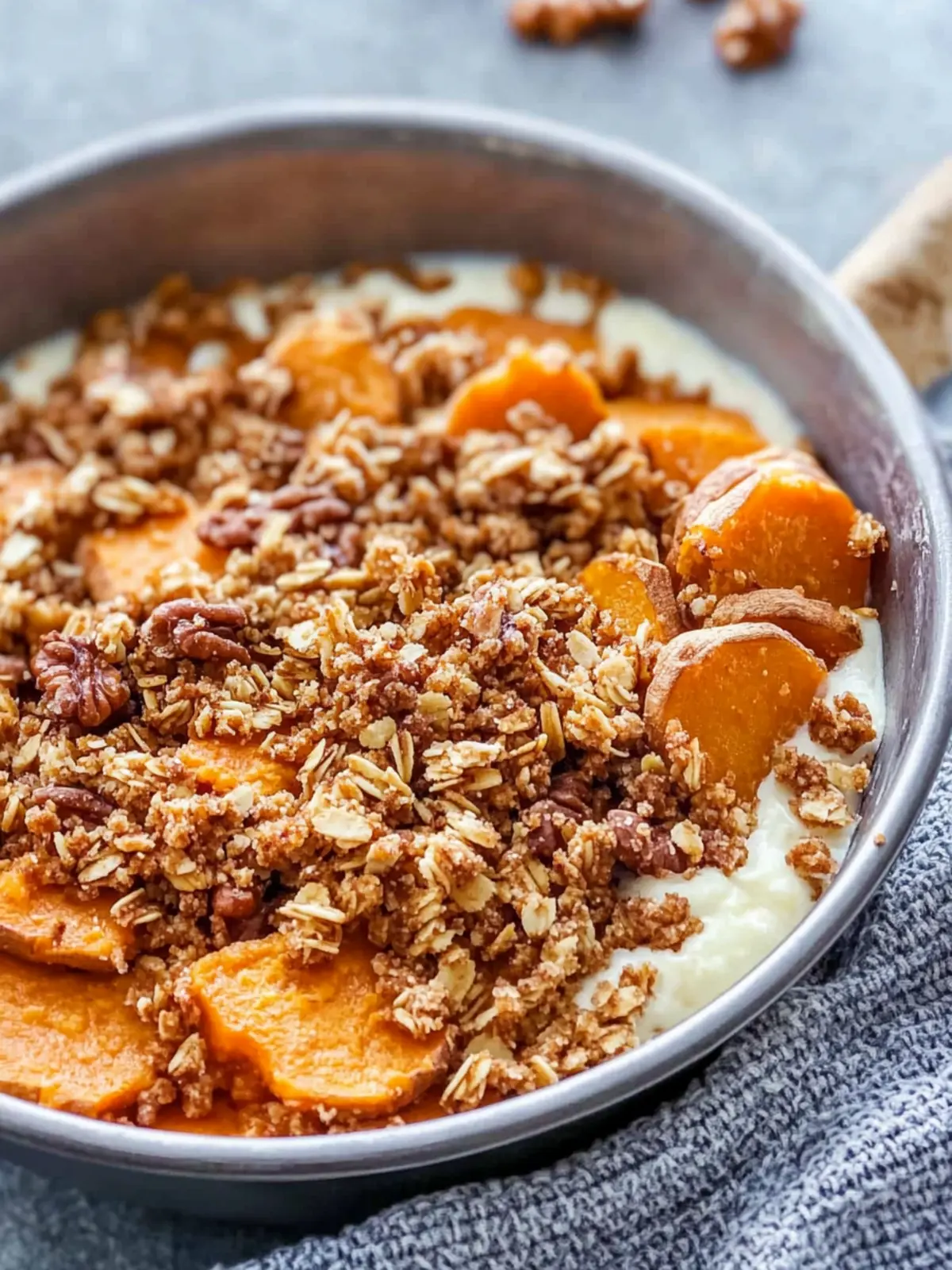 Irresistible Sweet Potato Crunch with Pecan Topping Delight
